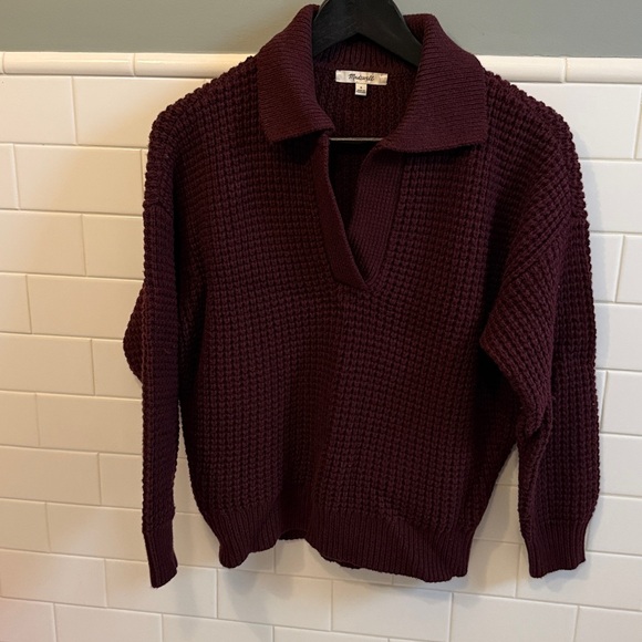 Madewell | Sweaters | Madewell Striped Waffleknit Henley Sweater Polo ...